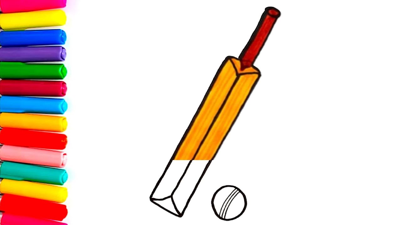 Drawing and Colouring a Bat and Ball - YouTube
