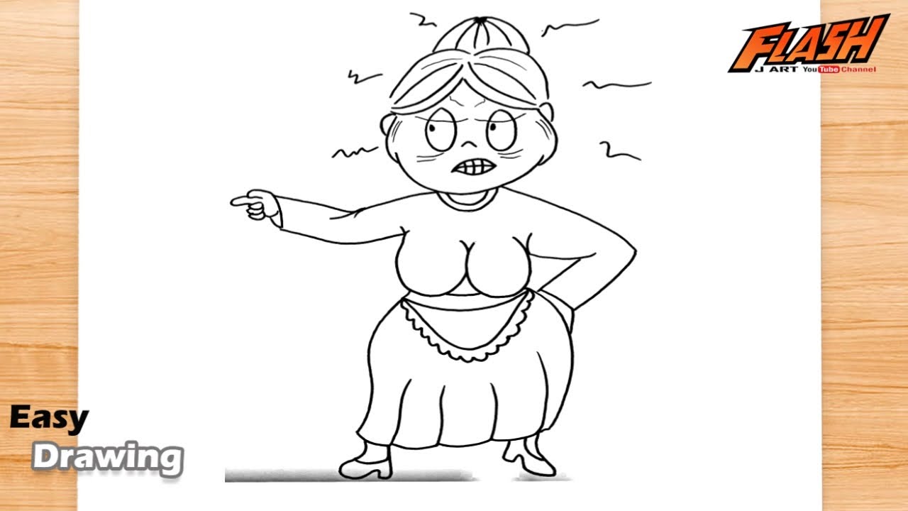 how to draw ANGRY GRANDMA step by step - YouTube
