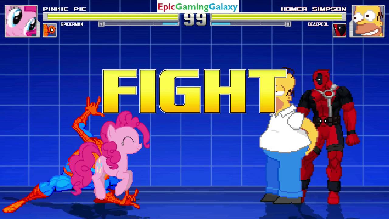 Pinkie Pie And Spider-Man VS Homer Simpson And Deadpool In A MUGEN ...