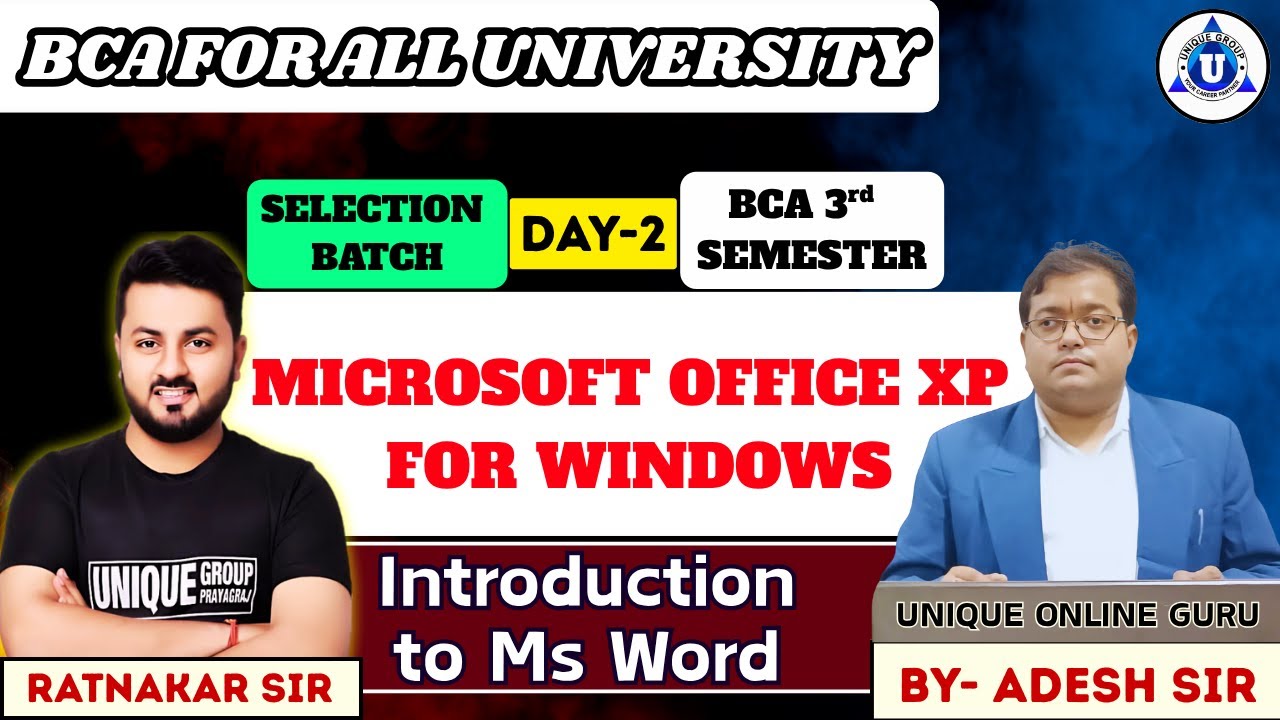 📘 BCA 1st Sem | Microsoft Office XP for Windows | Introduction to Ms ...