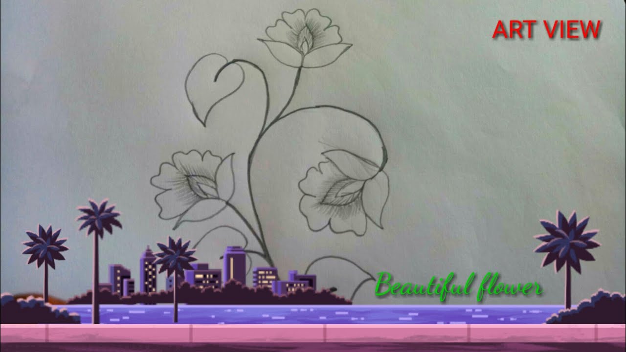 How to draw a beautiful flower tree by art view - YouTube