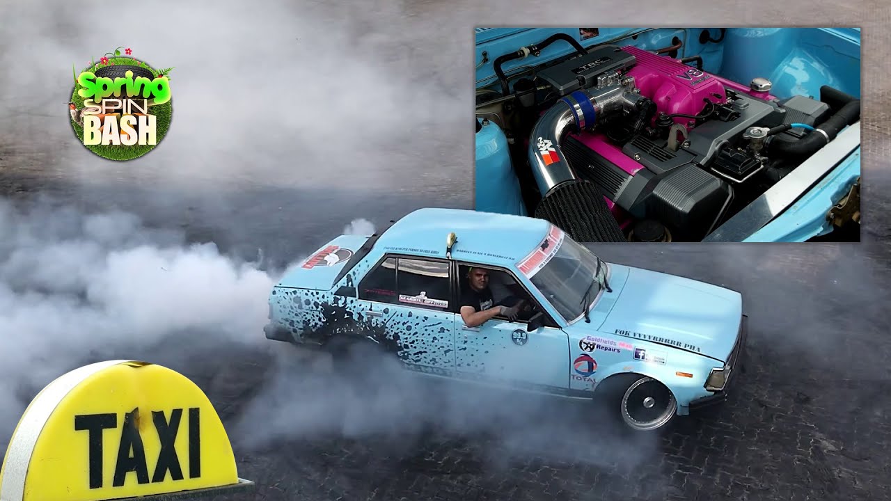 Darrian spinning 1UZFE Corolla at Spring spin bash - YouTube