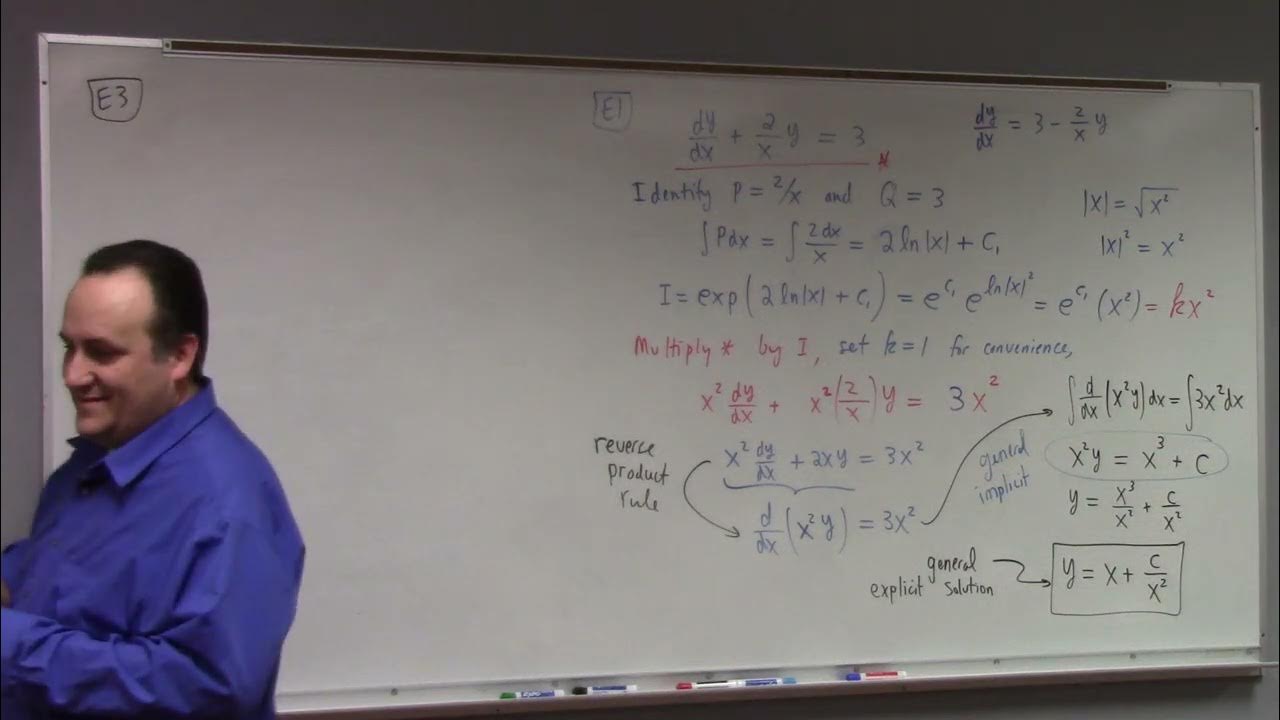 Calculus II: integrating factor method, substitutions begins, 2-14-23 part 2 - YouTube