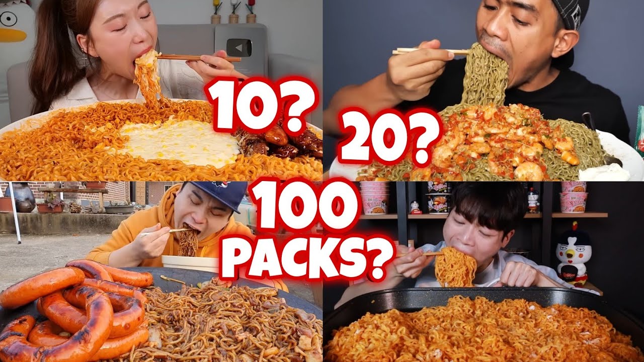 How Many PACKS OF NOODLES A HUNGRY MUKBANGERS Can EAT?🤯😱😲 - YouTube