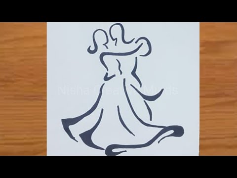 How to draw simple couple dancing drawing || easy couple drawing - YouTube