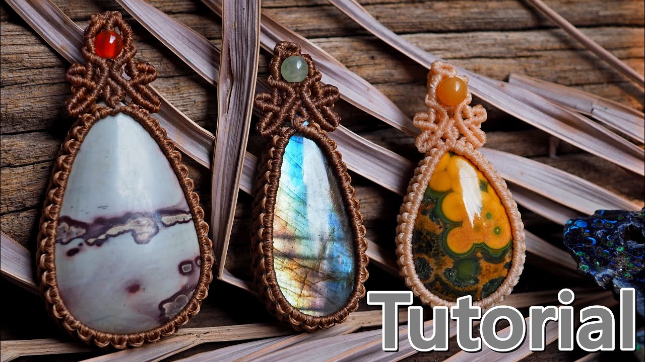 How to make a pendant with loop-Tutorial macrame gemstone - YouTube
