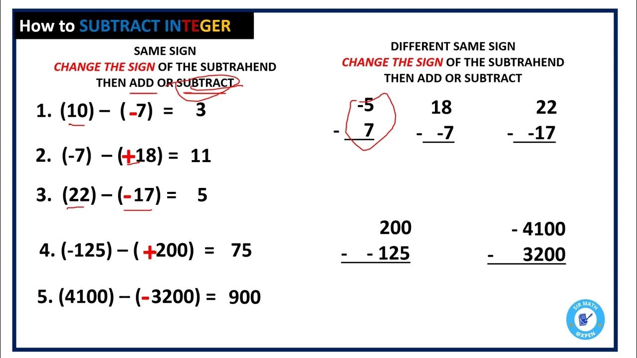 How to Subtract Integers - YouTube