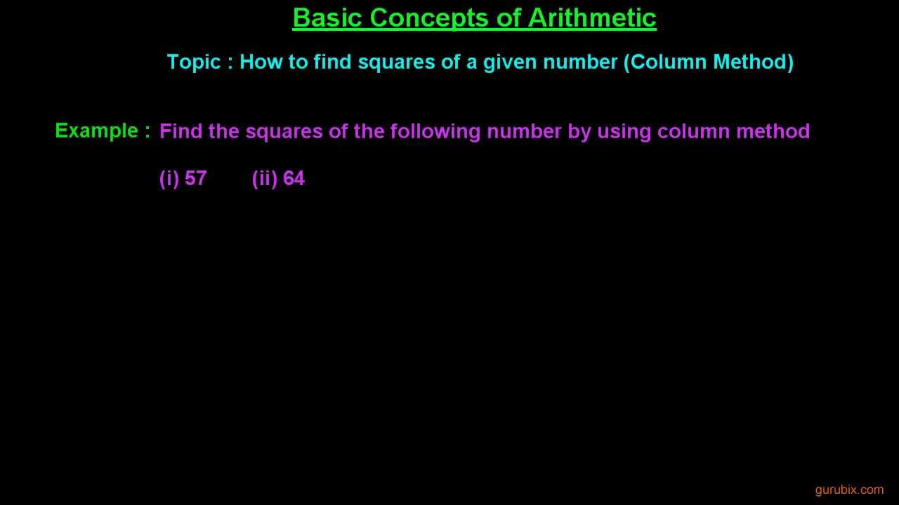 How to find squares of a given number (Column Method) - Squares and ...
