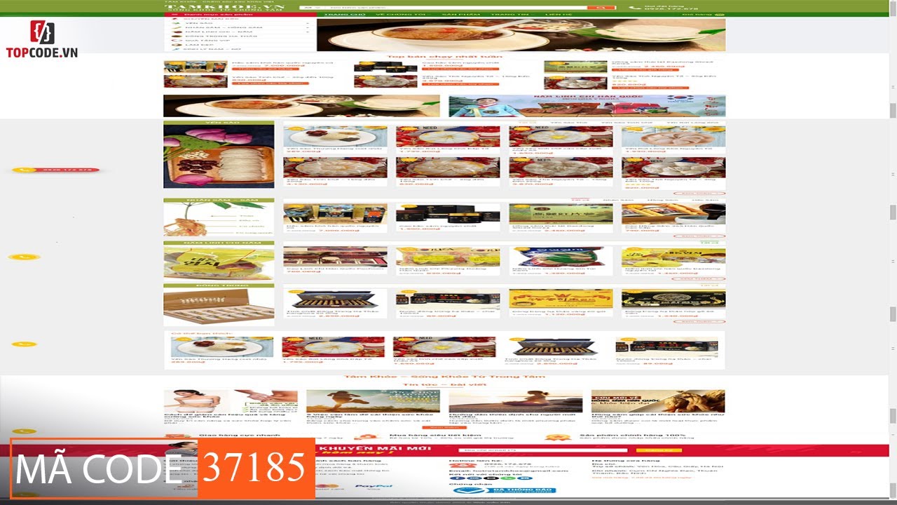 Mã code 37183. Sharecode theme wordpress shop bán yến sào, nhân sâm, đông trùng hạ thảo ...