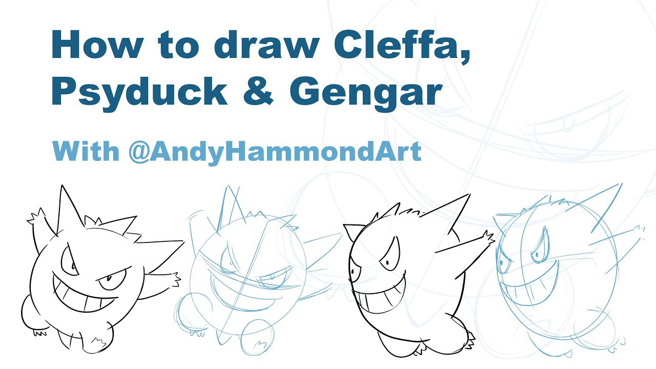 How to draw Cleffa, Psyduck and Gengar - YouTube
