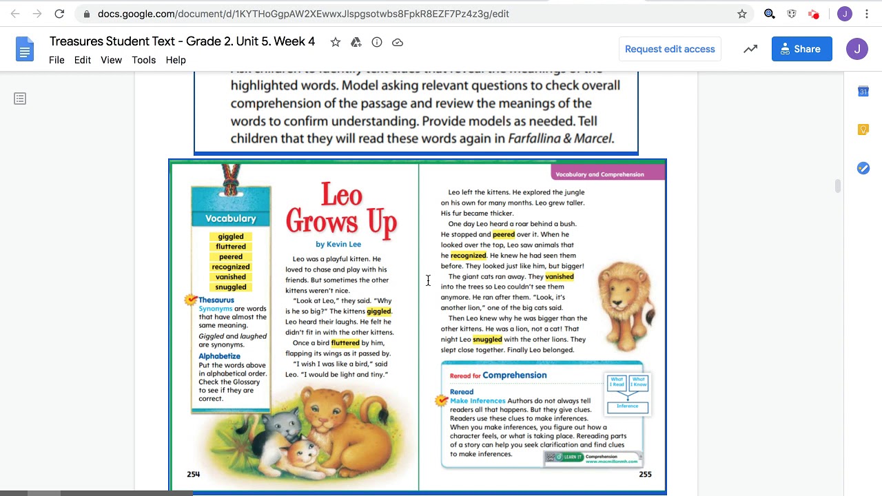 Treasures Unit 5, Week 4, Vocabulary Story Read-Aloud - YouTube