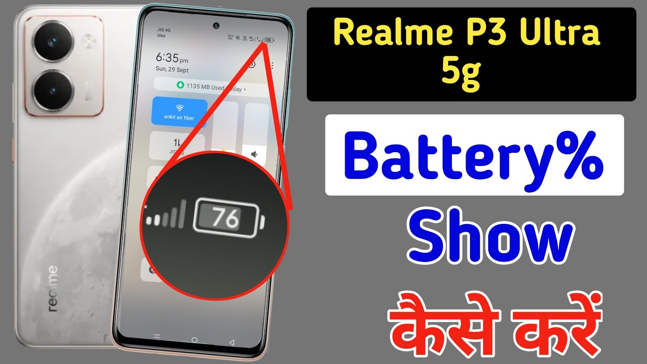 Battery Percentage Setting In Realme P3 Ultra 5g , Show Battery ...