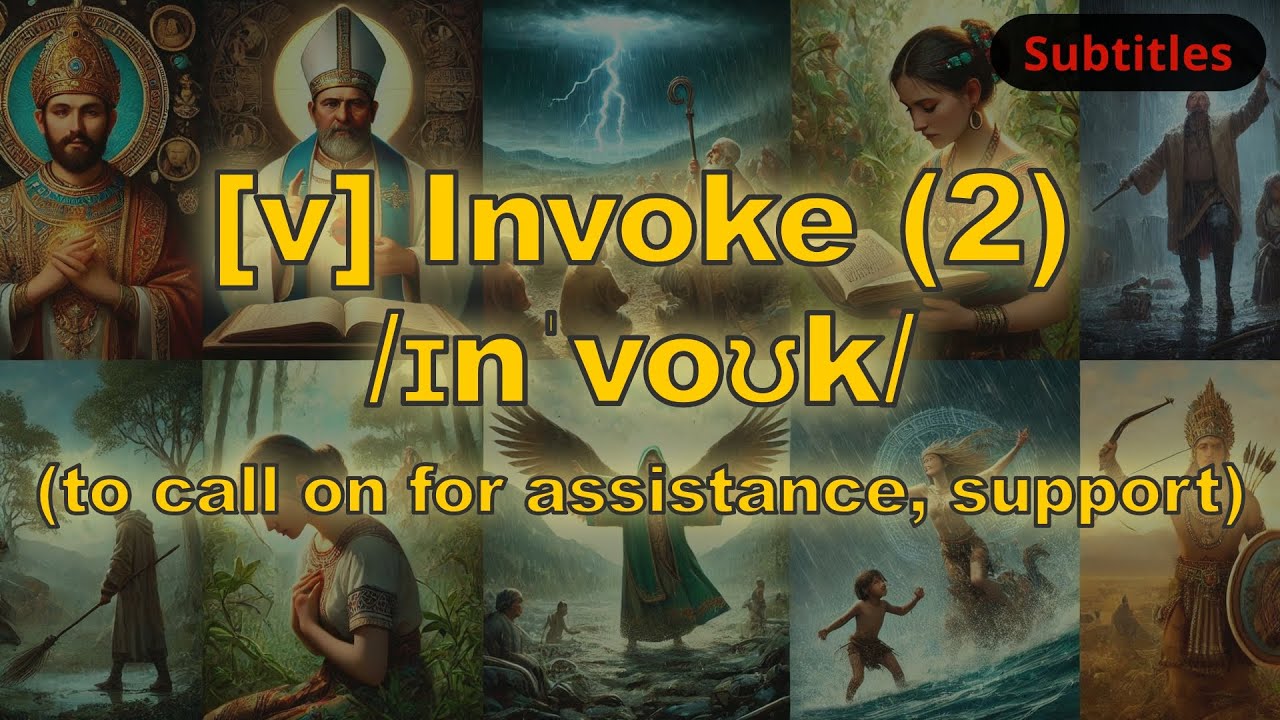 [v] Invoke meaning (to call on for assistance, support) with 5 examples ...
