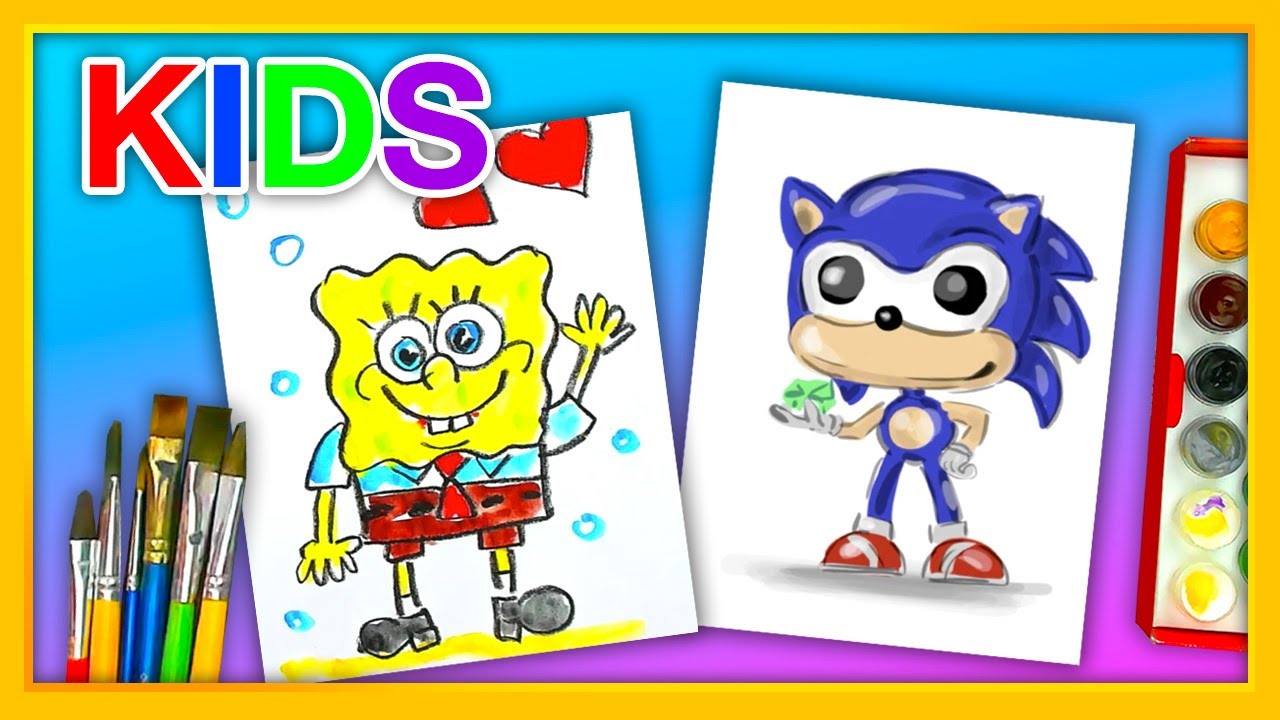 How to draw SpongeBob and Creeper Minecraft - YouTube