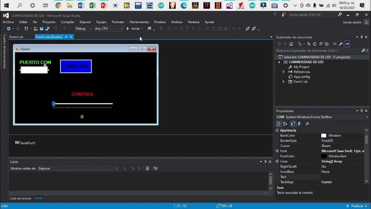 INTENSIDAD DE UN LED MEDIANTE VISUAL BASIC Y ARDUINO - YouTube