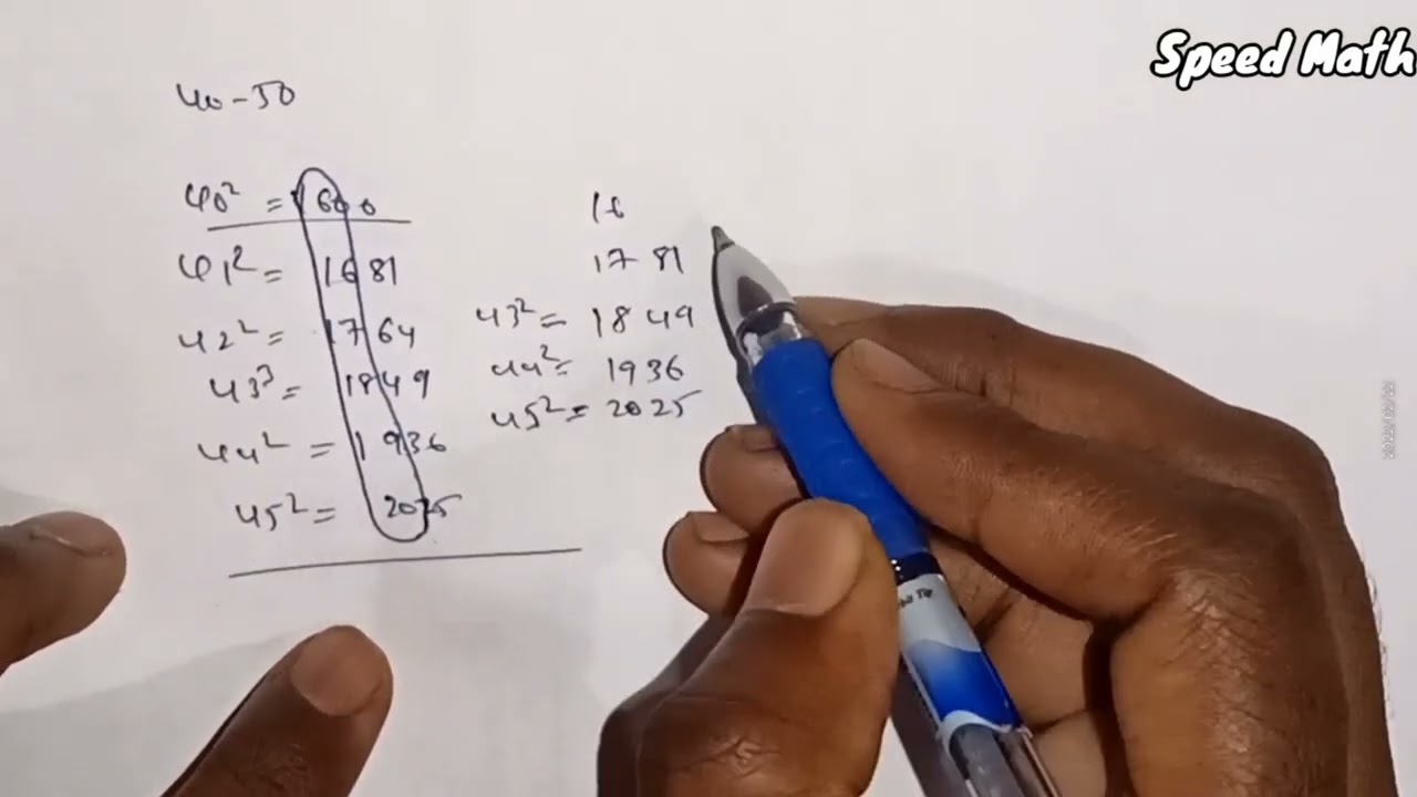 Trick to remember squares of numbers | squares between 40-50 | speed ...