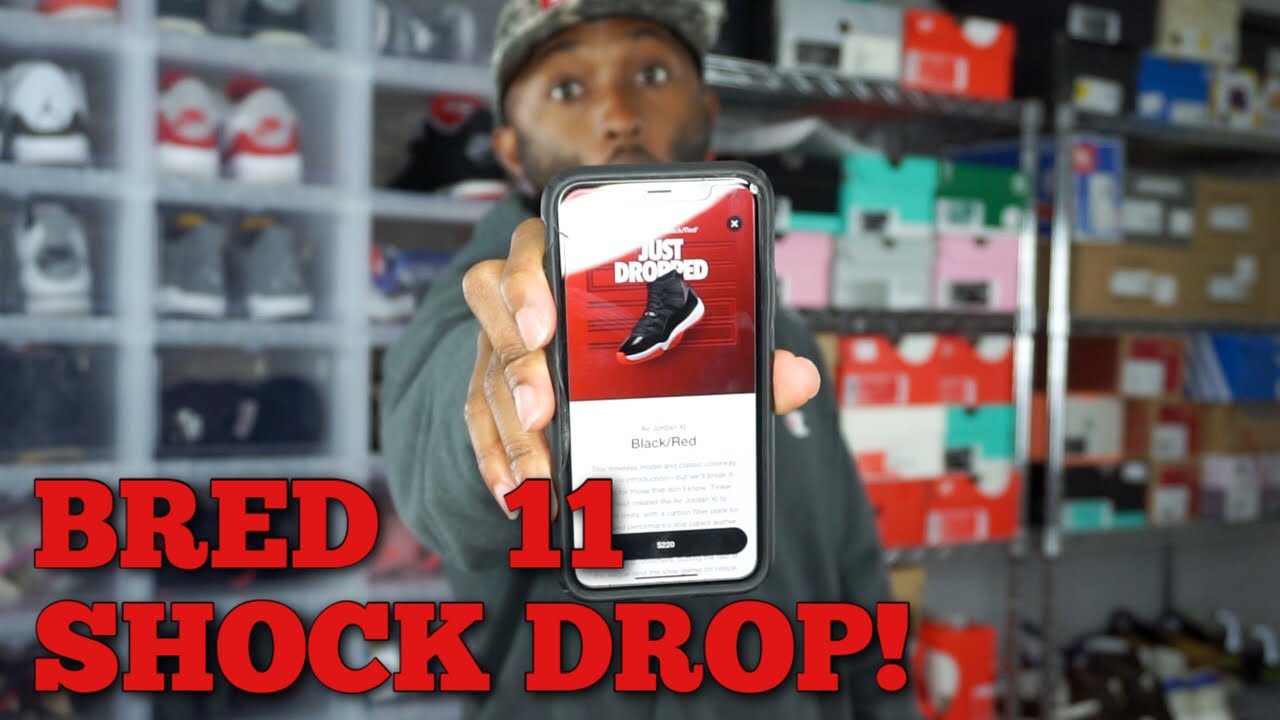 AIR JORDAN 11 BRED SHOCK DROP!! - YouTube