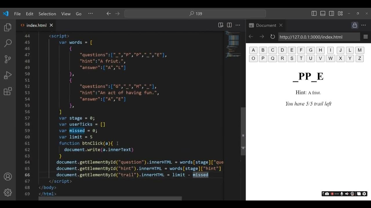 Build A Hangman Game in HTML CSS and JavaScript | for beginners and newbies | Part 4 - YouTube