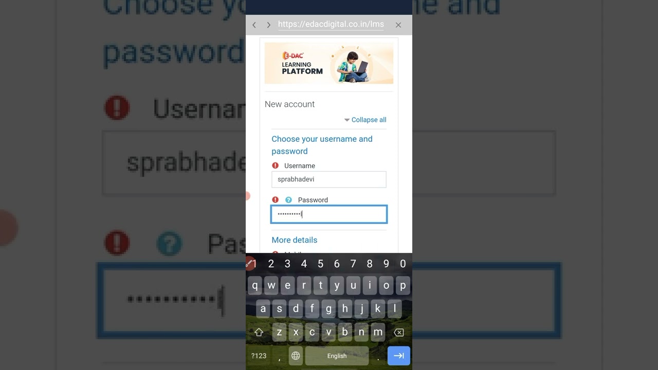 How to create username and password in E-DAC Digital app - YouTube