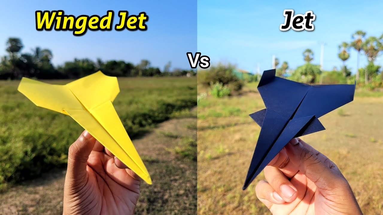 Winged Jet vs Back Jet Paper Airplanes Flying Comparison and Making ...