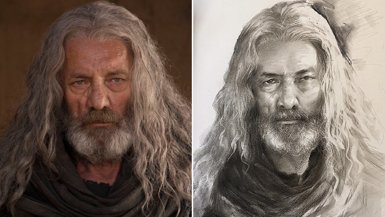 Drawing a Man with White Hair Using Reference Photo ∥ Sketch Drawing ...
