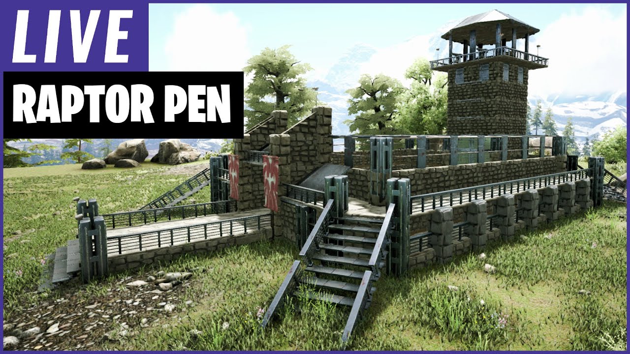 ArK: Jurassic Park Raptor Pen (Live Build) - YouTube