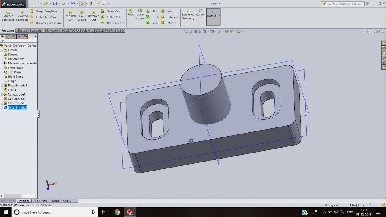 Solidworks | Basic model for beginners | Part modelling - YouTube