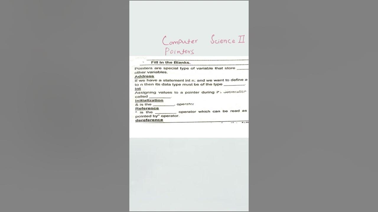 PGC lectures-Inter Part 2-KPK Board-Computer Science-Chapter 7 - Exercise Pointers - YouTube