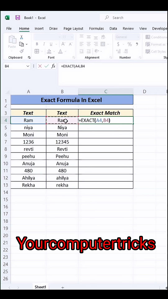 Use Exact Function Exceltech Excelshortcuts Excel Exceltips Dj Msofficeexcel Tricks