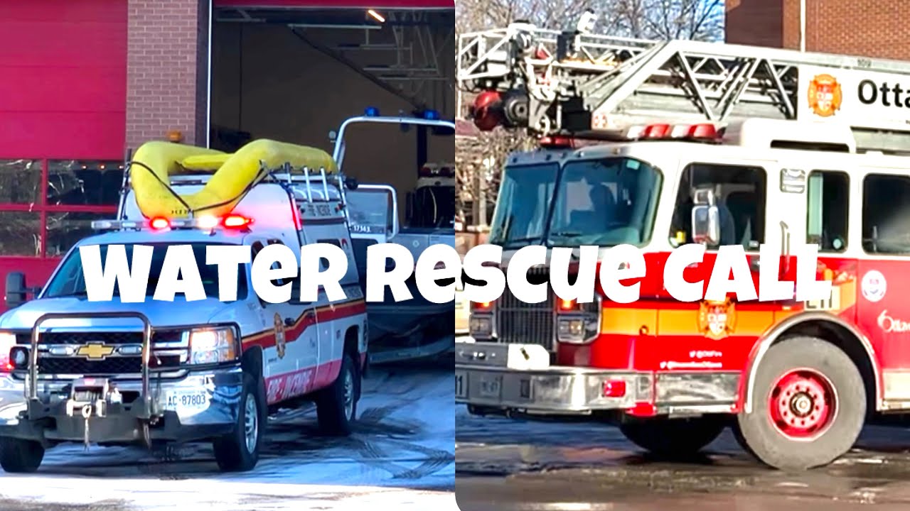 *Very Rare* Ottawa Fire Water Rescue & Ladder 11 Responding to a ice ...