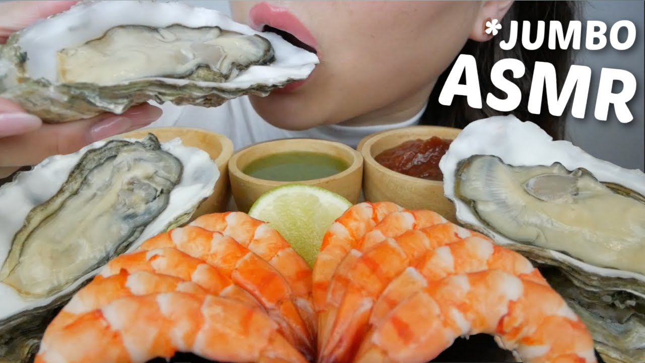 FRESH JUMBO OYSTERS with Jumbo Cocktail Shrimp *No Talking Relaxing ...
