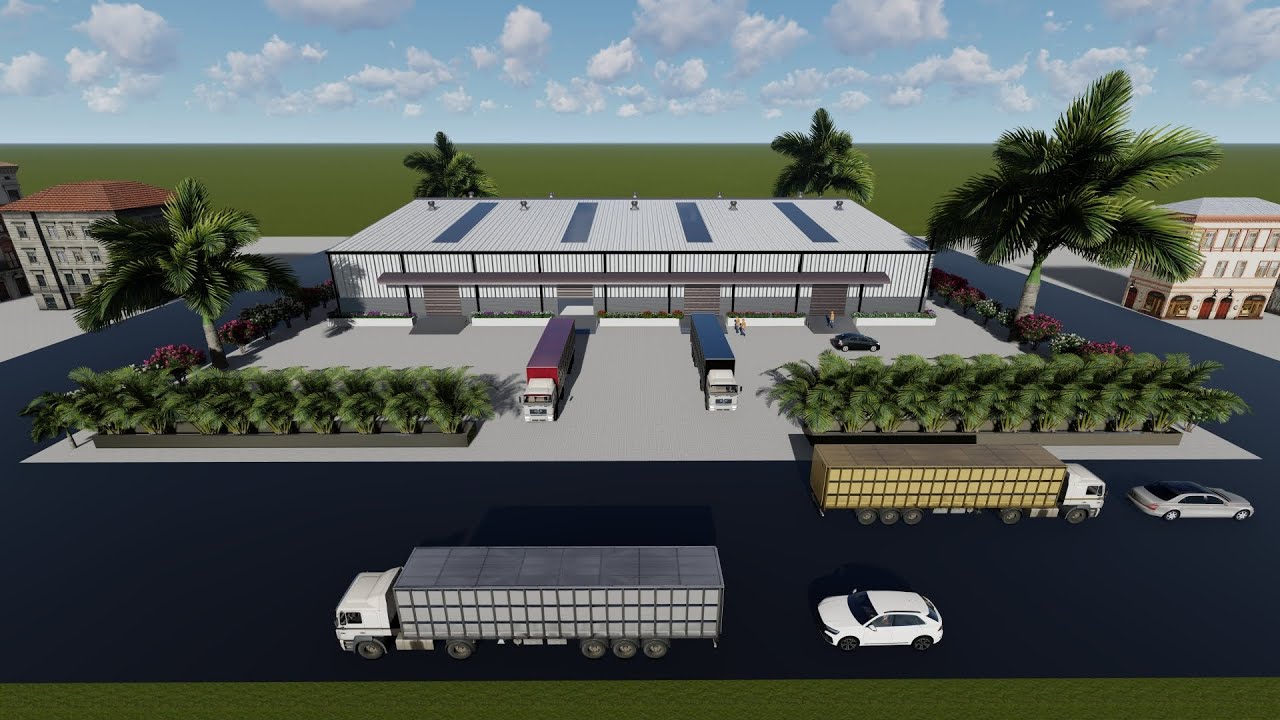 PEB | Industrial shed 3D design | Industrial shed walkthrough | 3D Render | pre engineered ...