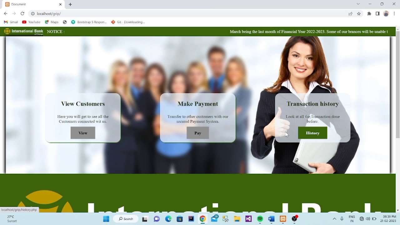 Griptask Full Stack Web Development Project Basic Banking System Html Css Javascript And Php 8491