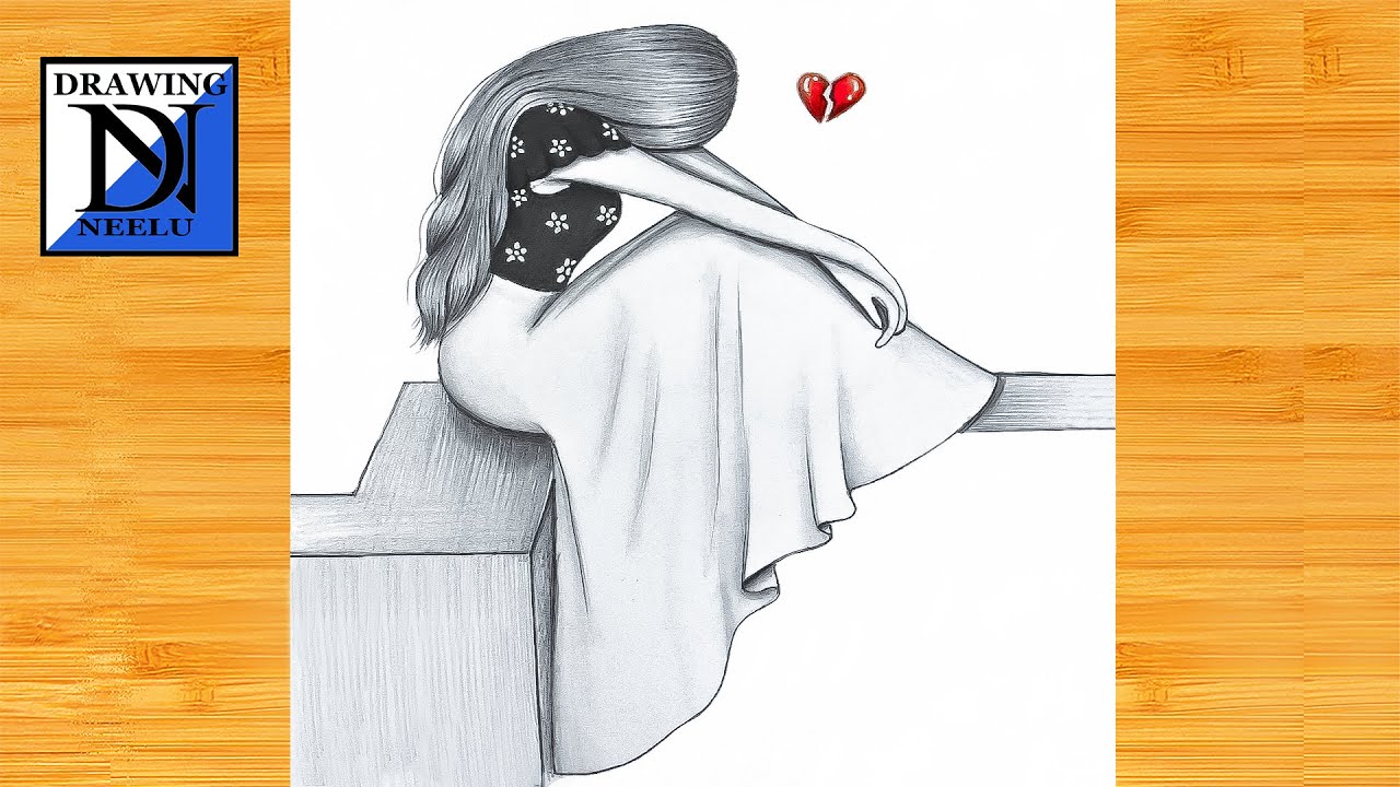 How to draw a Sitting Sad Girl || Pencil sketch for beginner || Sad ...