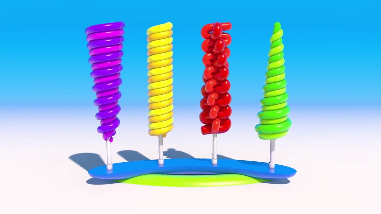 Learning Colors With 3D Long Lollipops for Kids | Education video ...