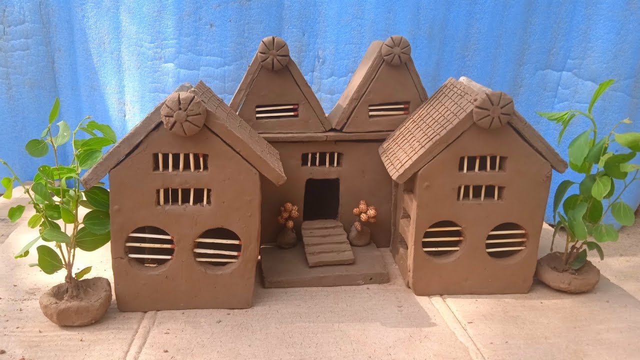 How to build diy miniature clay house 🏠 | mud house - YouTube