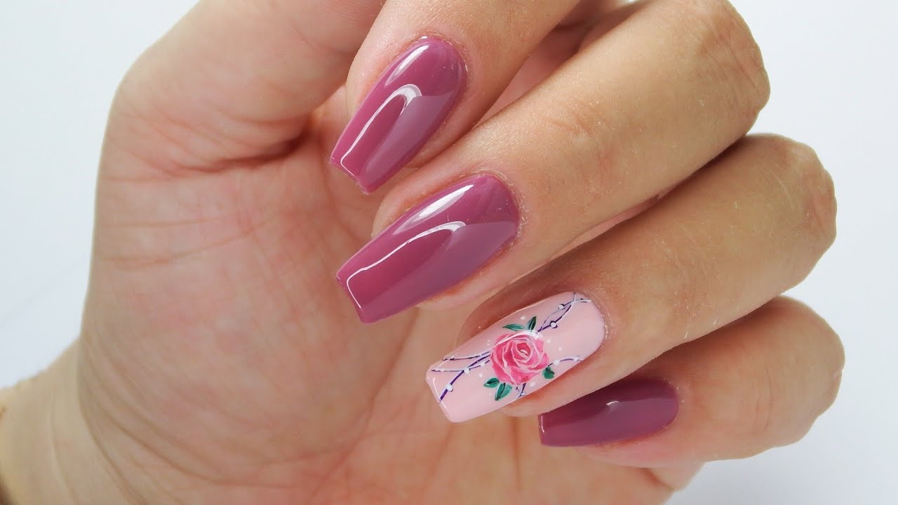 Romantic Rose nails art tutorial/ Gabrielle Charbonne - YouTube