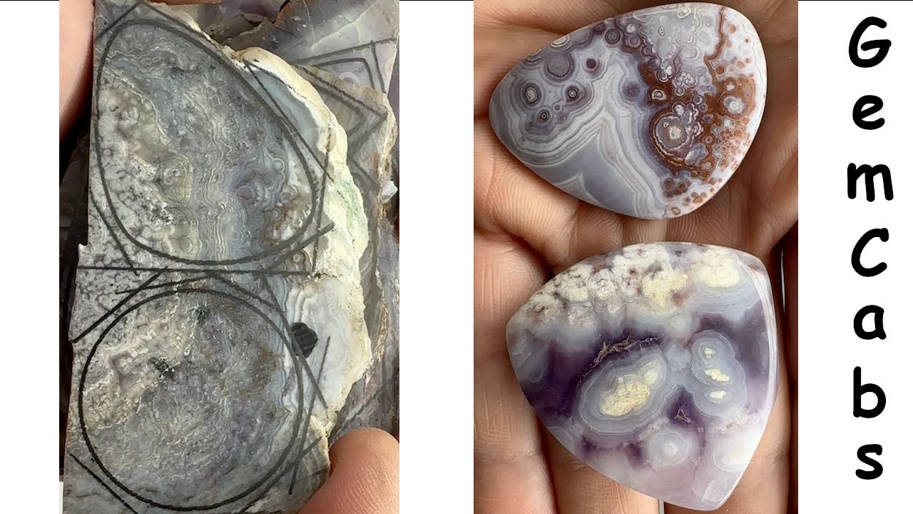 Luna Mexico Banded Orbicular Agate Slabs to Cabs - YouTube