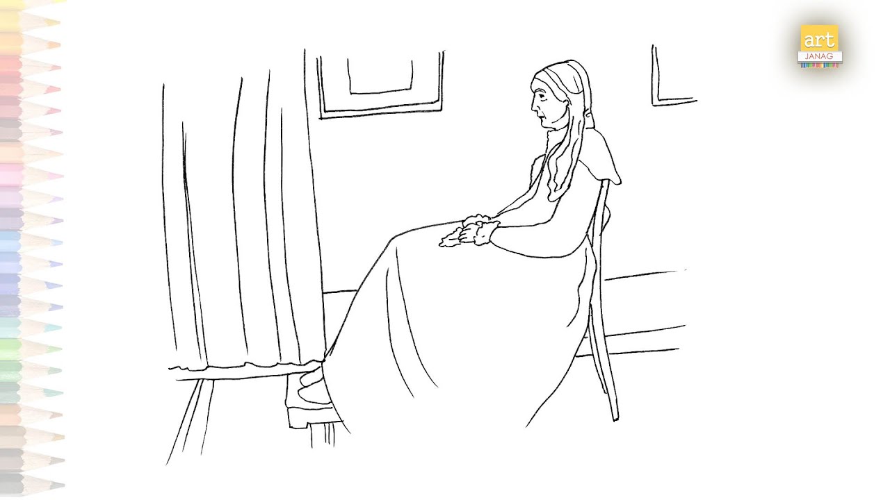 Whistler Mother painting outline drawing | Anna Matilda Whistler ...