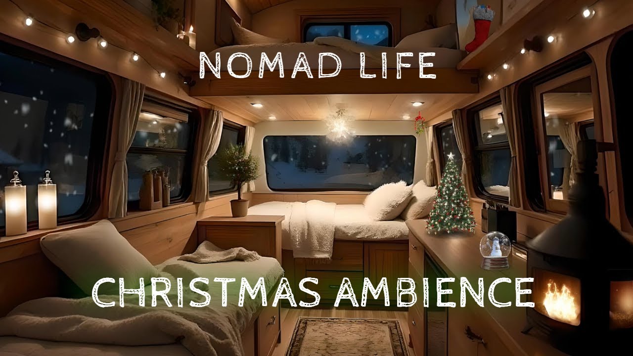 Christmas Ambience with Van Life? Crackling Fire and Remodeled Bus ...
