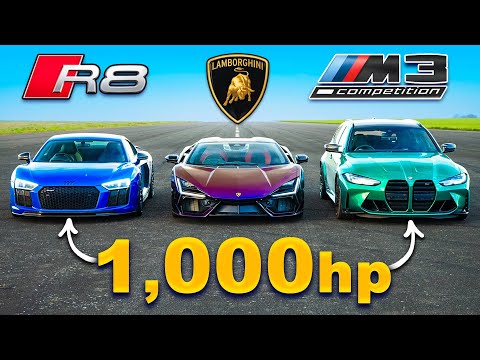 Lamborghini Revuelto v 1000hp M3 Touring v 1000hp R8: DRAG YARIŞI