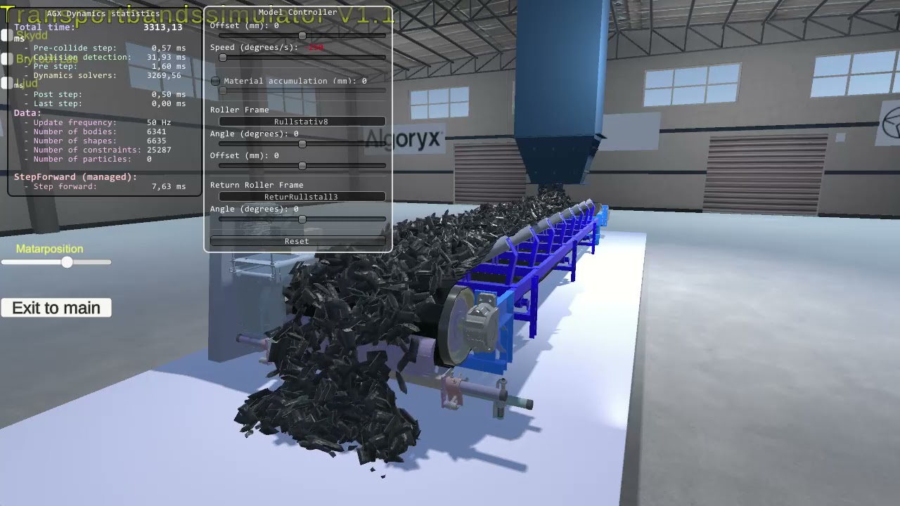 Conveyor belt simulation. Extreme test of stability - YouTube