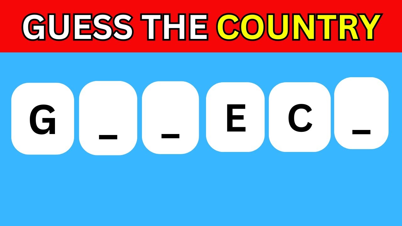 🙌Guess the Country by its Missing Letters | Country Quiz 🔥🚩 - YouTube