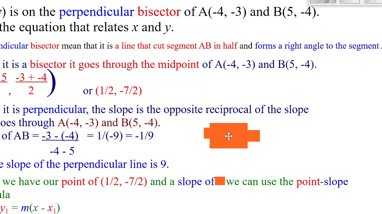 Distance, Midpoint, Perpendicular Bisector - YouTube