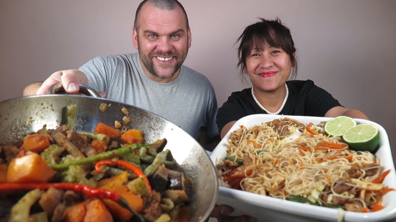 MUKBANG FILIPINO FOOD PINAKBET PORK WITH PUMPKIN & VEGGIES+PANCIT RICE ...