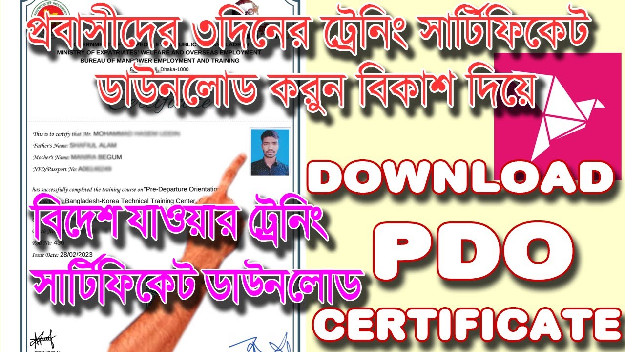 PDO Certificate | How To Download PDO Certificate | বিদেশ যাওয়ার ট্রেনিং সার্টিফিকেট ডাউনলোড ...