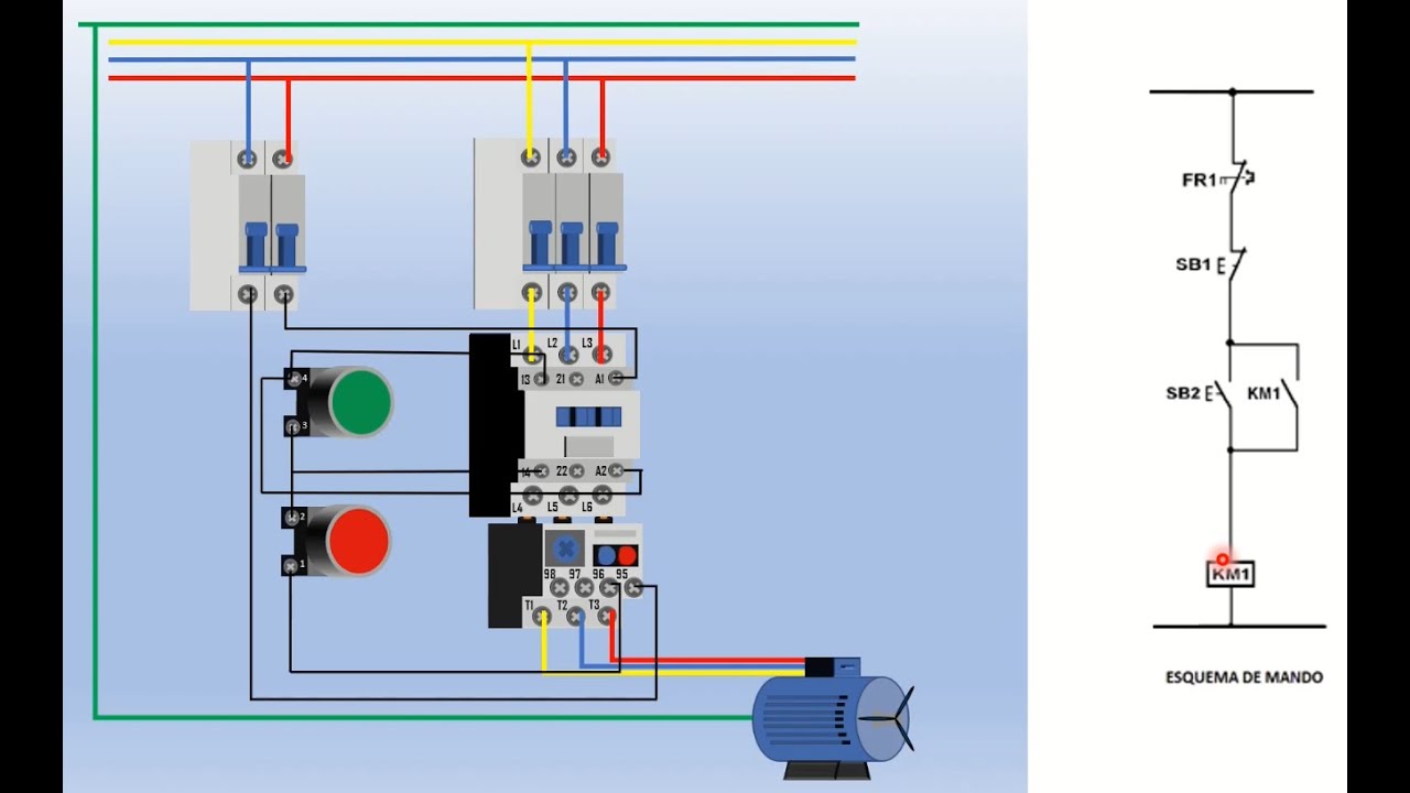 Arranque directo de motor trifasico/Direct start of three-phase motor ...