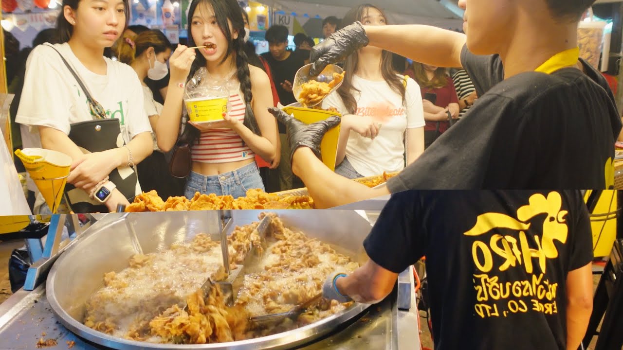 Delicious Crispy Chicken Skin with Herbs at Bangkok Night Market ...