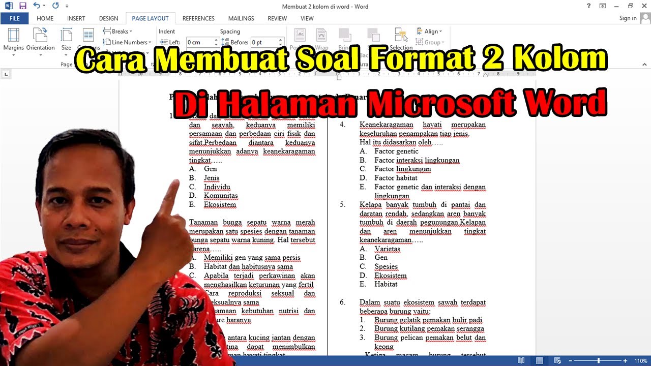 Cara Membuat Soal Format 2 Kolom di Halaman Microsoft Word - YouTube