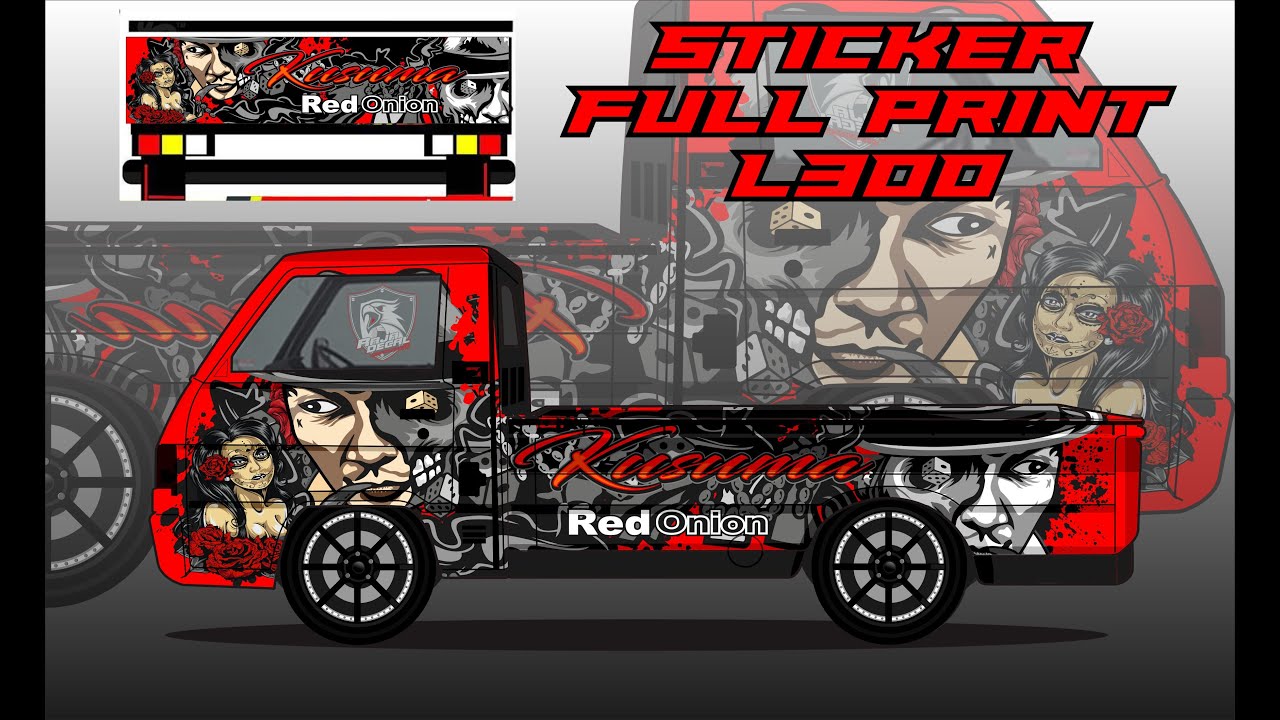 Sticker Decal Fullbody Pick Up Mitsubishi L300 Red Onion Kusuma - YouTube